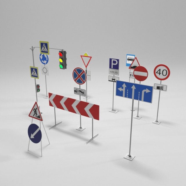 traffic signs Free 3D Model in Environment 3DExport