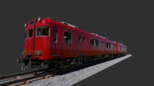Japan Train Meitetsu 6000 Low-poly 3D Model in Train 3DExport