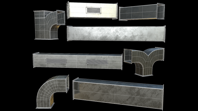 Ventilation Modular PBR 01 3D Model in Environment 3DExport