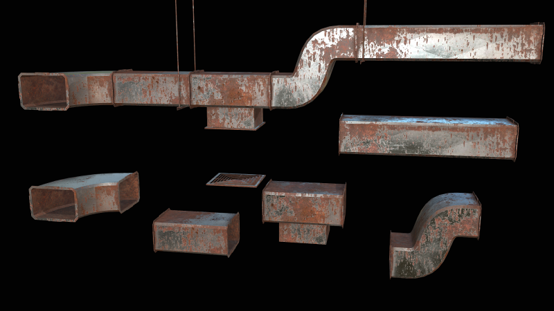 Ventilation Modular PBR 04 3D Model in Environment 3DExport