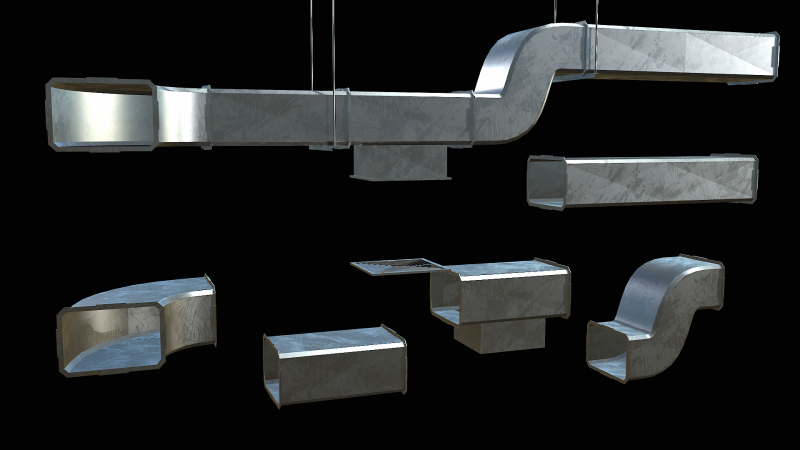 Ventilation Modular PBR 05 3D Model in Environment 3DExport