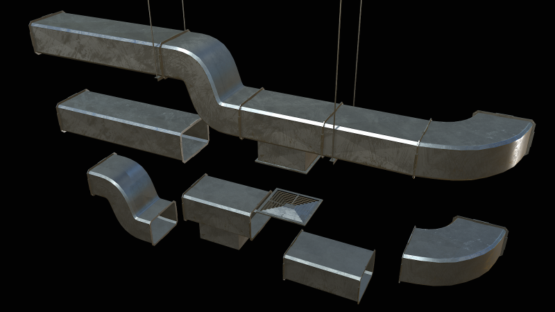 Ventilation Modular PBR 05 3D Model in Environment 3DExport