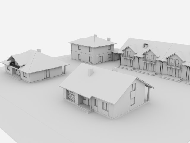 Suburban houses 4 types 3D Model in Buildings 3DExport