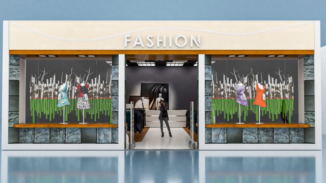Shop window 3D Model in Store Spaces 3DExport