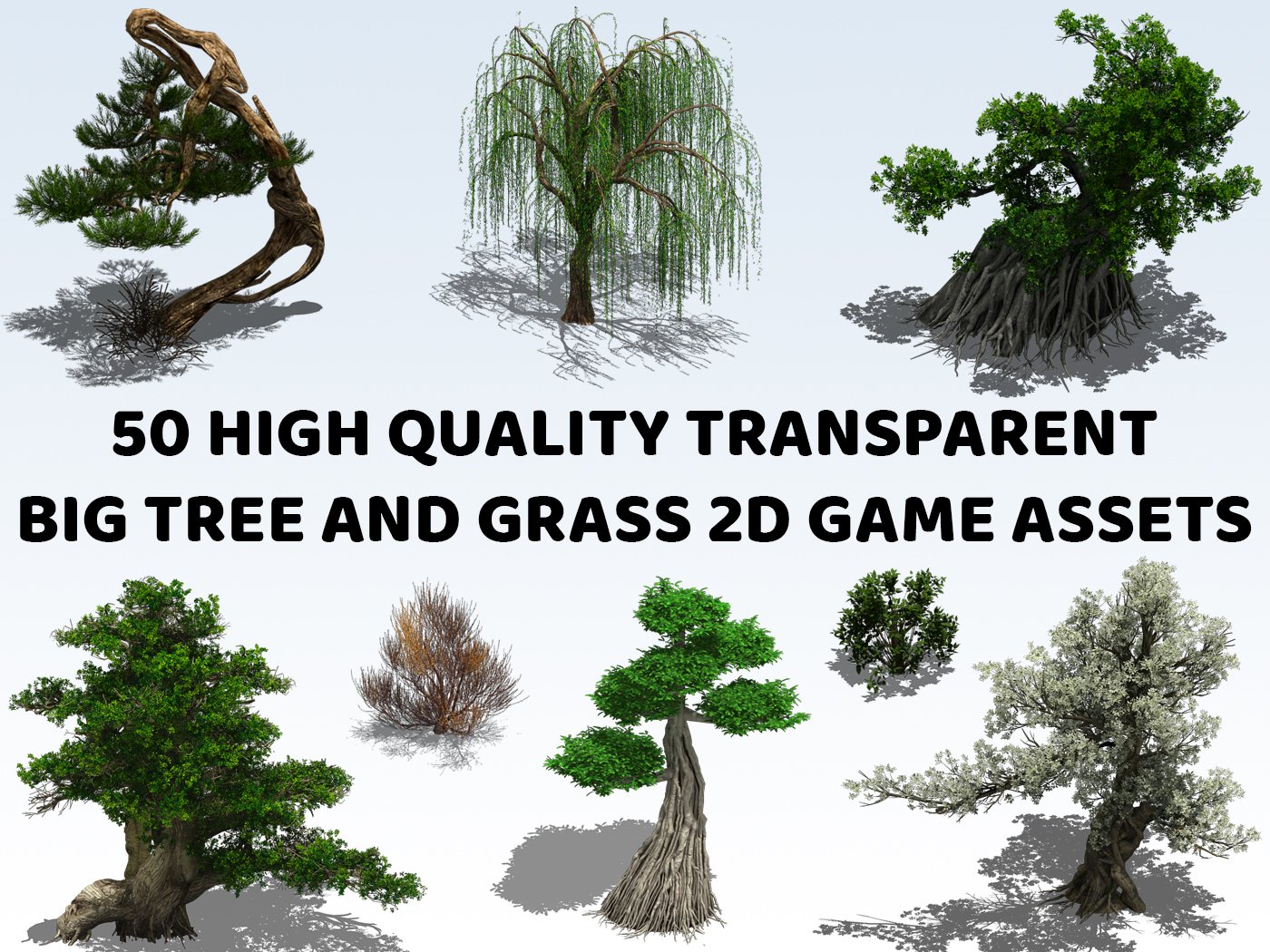 50 Transparent Big Tree Environment Construction Game Asset CG Textures ...
