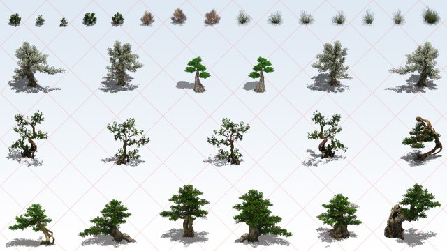 50 Transparent Big Tree Environment Construction Game Asset CG Textures ...
