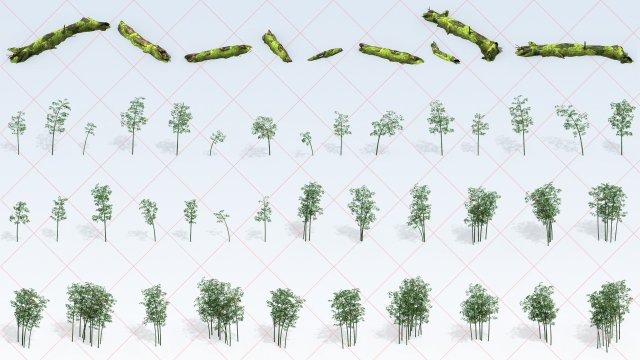 110 Bamboo Trees Plants Trunks Leaves Nature Environment 2D Game Asset ...
