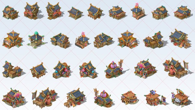 212 Fantasy House Home Building Tree Village City 2D Game Asset Mega ...