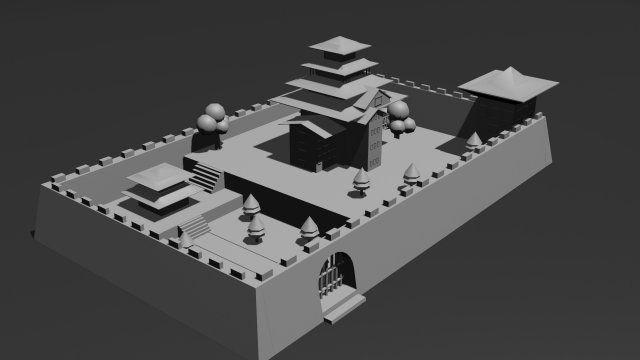Low Poly Castle 1 3D Model in Fantasy 3DExport