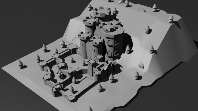 Low Poly Castle 4 3D Model in Fantasy 3DExport