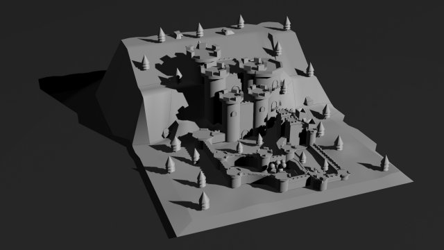 Low Poly Castle 4 3D Model in Fantasy 3DExport