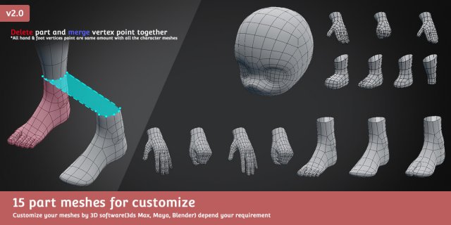base meshes character starter kit rig 3D Model in Other 3DExport