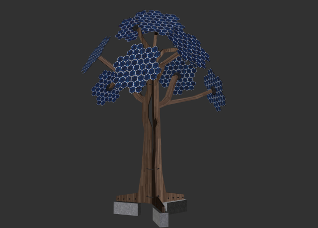solar energy tree hexagonal cells 3D Model in Environment 3DExport