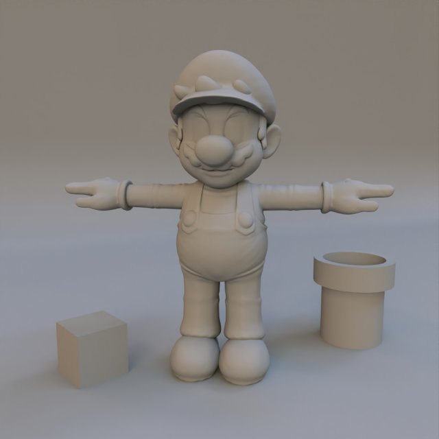 Super Mario 3D Model in Cartoon 3DExport