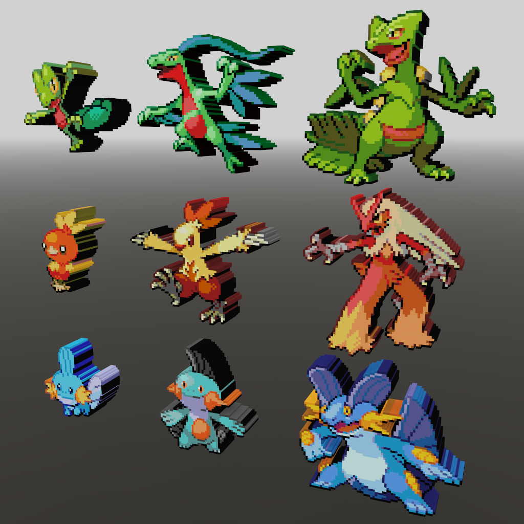 pokemon starter sprite voxel pack 3D Print Models in Monsters ...