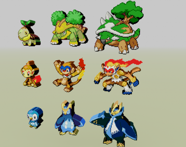 pokemon starter sprite voxel pack 3D Print Model in Monsters ...