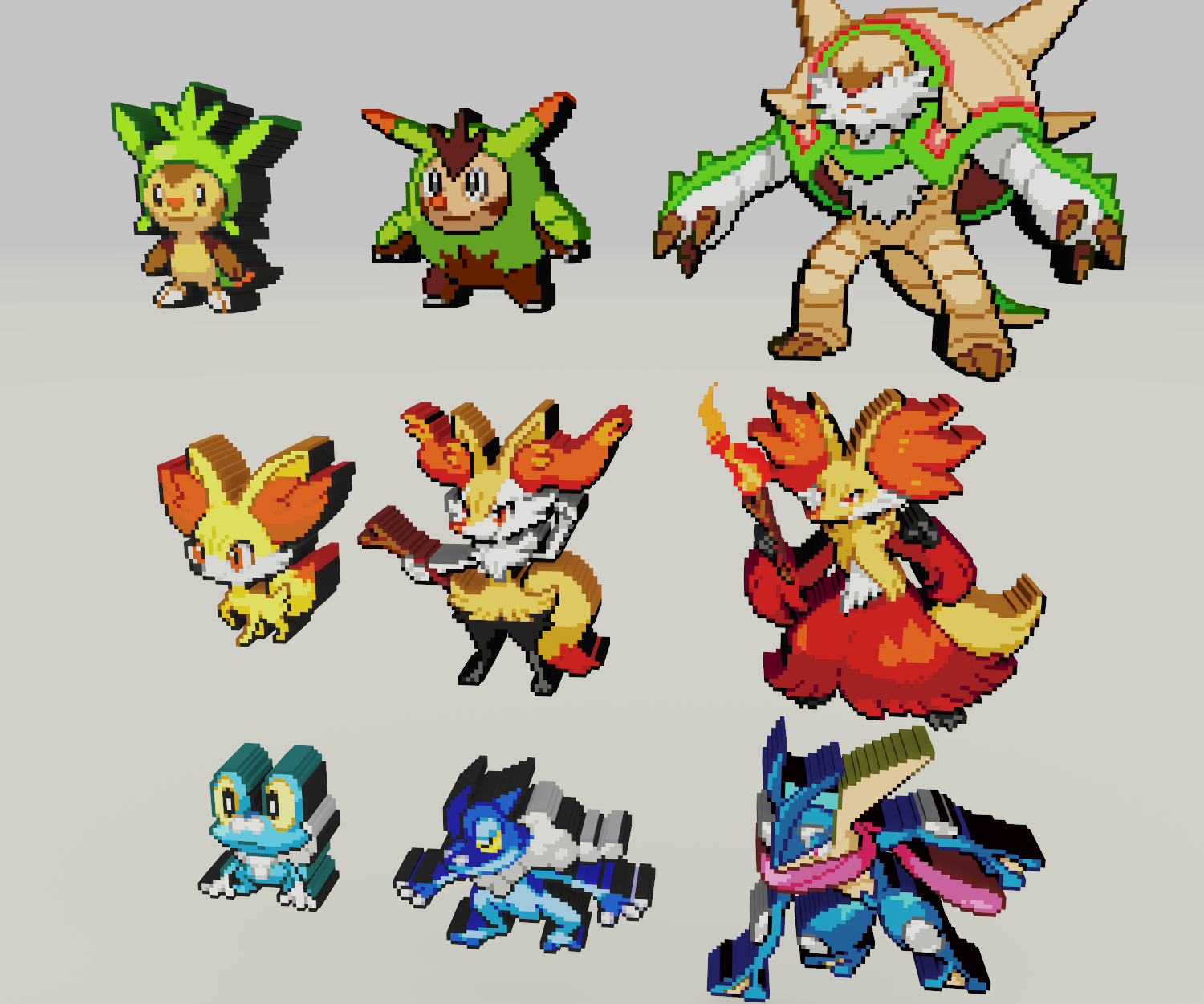 pokemon starter sprite voxel pack 3D Print Models in Monsters ...