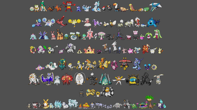 pokemon sprite voxel 7 gen 3D Model in Monster 3DExport