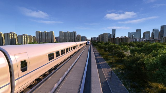 high speed railway 3D Model in Train 3DExport