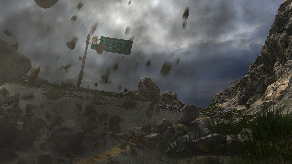 Earthquake 3D Model in Environment 3DExport