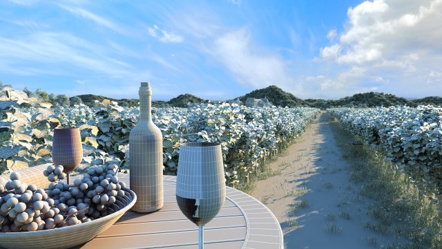 vineyard 3D Model in Environment 3DExport