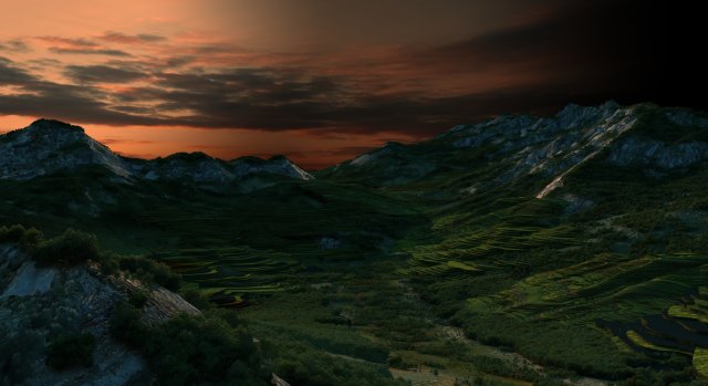 terraces 3D Model in Environment 3DExport