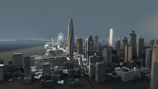city aerial view 3D Model in Buildings 3DExport
