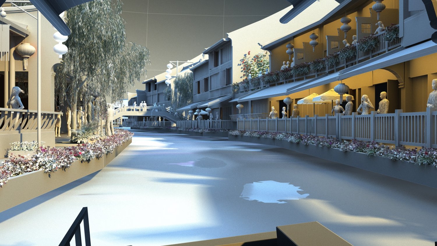 Small town 3D Model in Buildings 3DExport