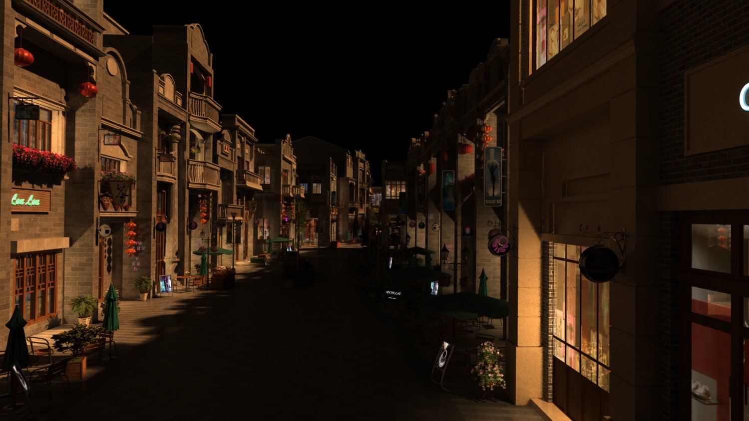 Commercial street 3D Models in Buildings 3DExport