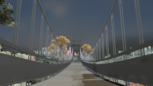 Suspension bridge 3D Model in Bridge 3DExport