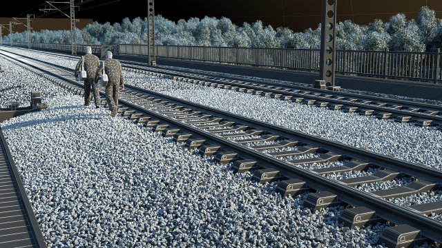 Railway 3D Model in Environment 3DExport