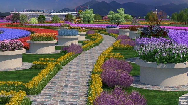 Garden 3D Model in Environment 3DExport