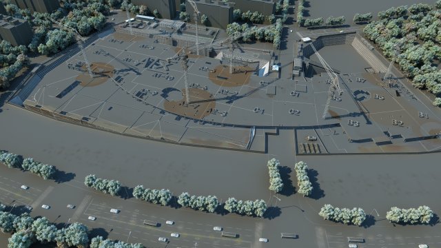 Construction site 3D Model in Buildings 3DExport