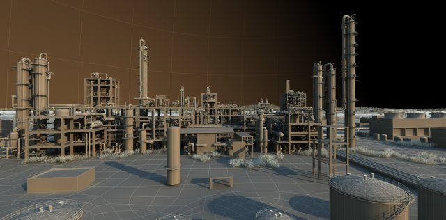 Chemical plant 3D Model in Buildings 3DExport