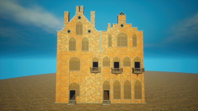 Medieval House library- interior and exterior design Low-poly 3D Model ...