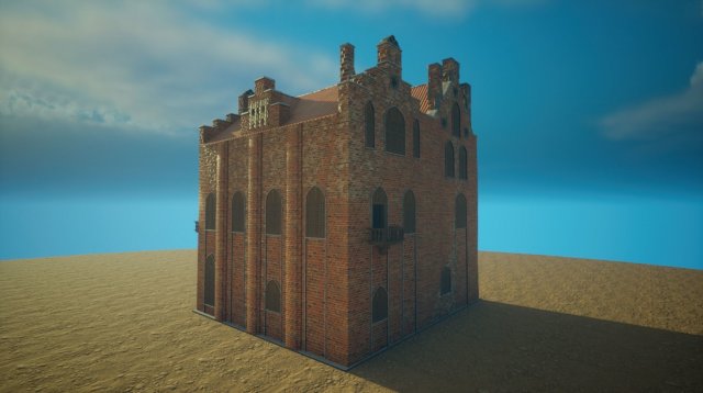 Medieval House library- interior and exterior design Low-poly 3D Model ...