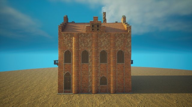 Medieval House library- interior and exterior design Low-poly 3D Model ...