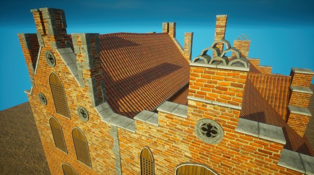 Medieval House library- interior and exterior design Low-poly 3D Model ...