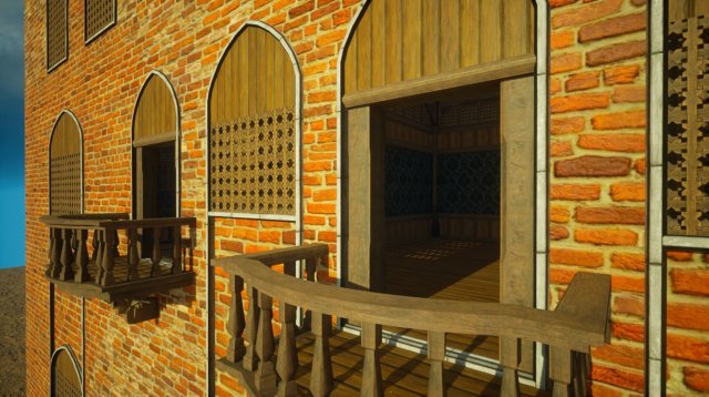 Medieval House library- interior and exterior design Low-poly 3D Model ...