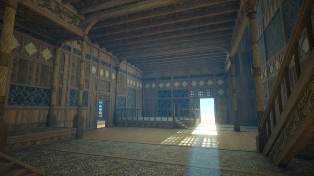 Medieval House library- interior and exterior design Low-poly 3D Model ...