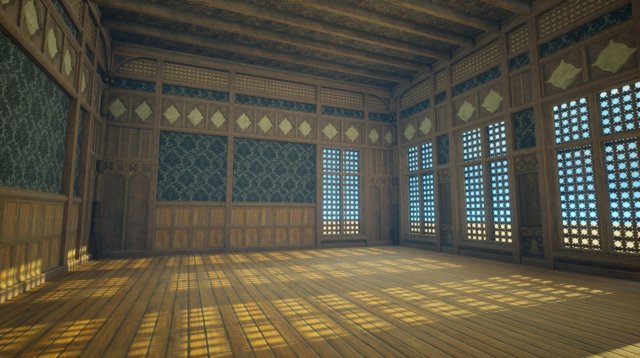 Medieval House library- interior and exterior design Low-poly 3D Model ...