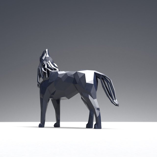 3d geometric howling wolf statuette model 3D Print Model in Figurines ...