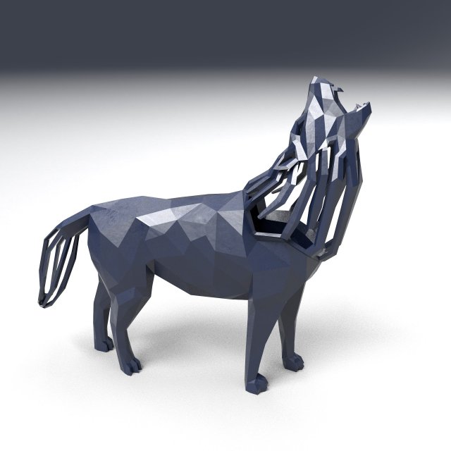 3d geometric howling wolf statuette model 3D Print Model in Figurines ...