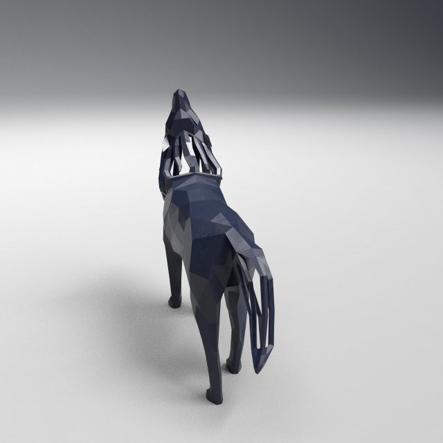 3d geometric howling wolf statuette model 3D Print Model in Figurines ...