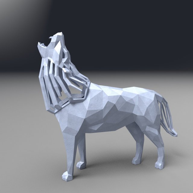 3d geometric howling wolf statuette model 3D Print Model in Figurines ...