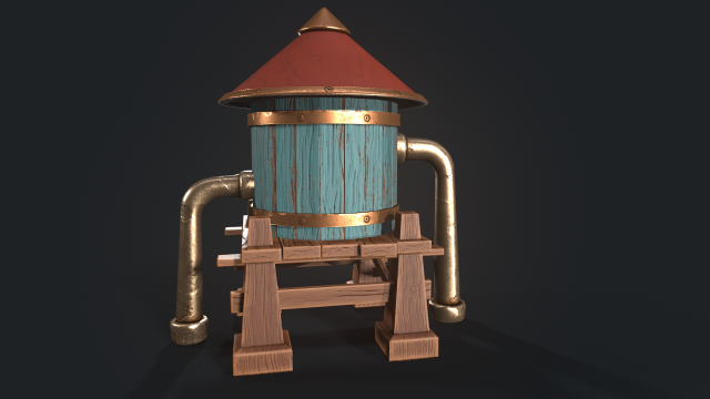 A stylized water tower for the game 3D Model in Fantasy 3DExport