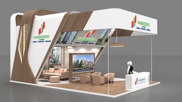 Exhibition stand three sides open stall 3D Model in Exhibit 3DExport