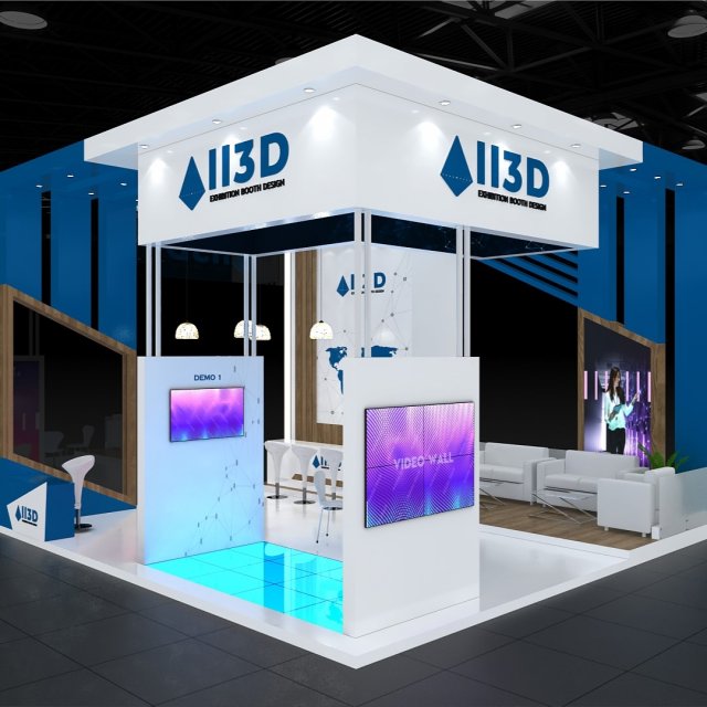 Exhibition Stall Four Side Open 7X7 3D Model in Exhibit 3DExport