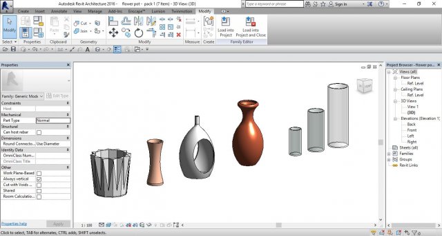 flower pot revit family pack 3D Model in Decoration 3DExport