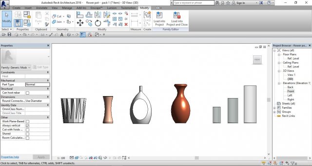 flower pot revit family pack 3D Model in Decoration 3DExport